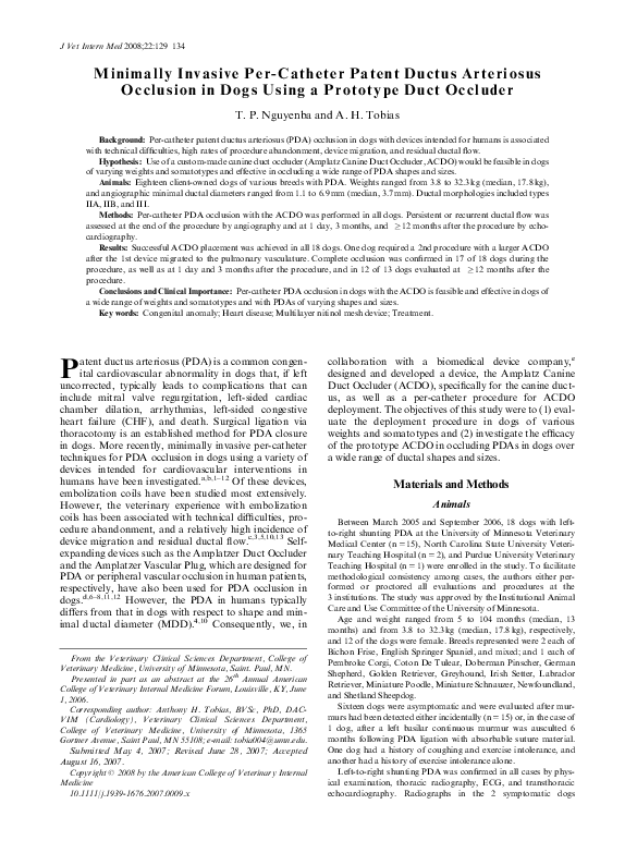 (PDF) Minimally Invasive Per-Catheter Patent Ductus Arteriosus ...