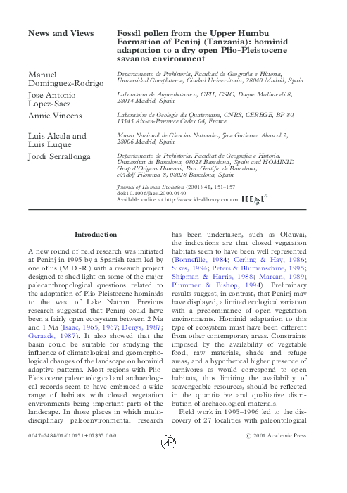 (PDF) Fossil pollen from the Upper Humbu Formation of Peninj (Tanzania ...