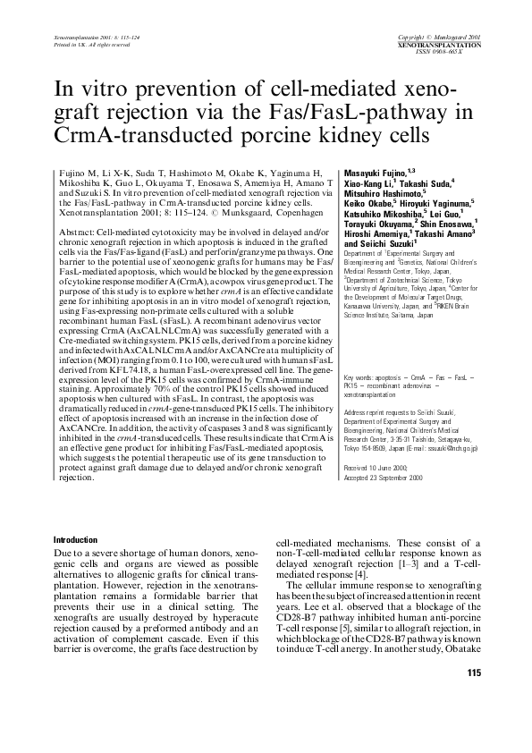 (PDF) In vitro prevention of cell-mediated xeno-graft rejection via the ...