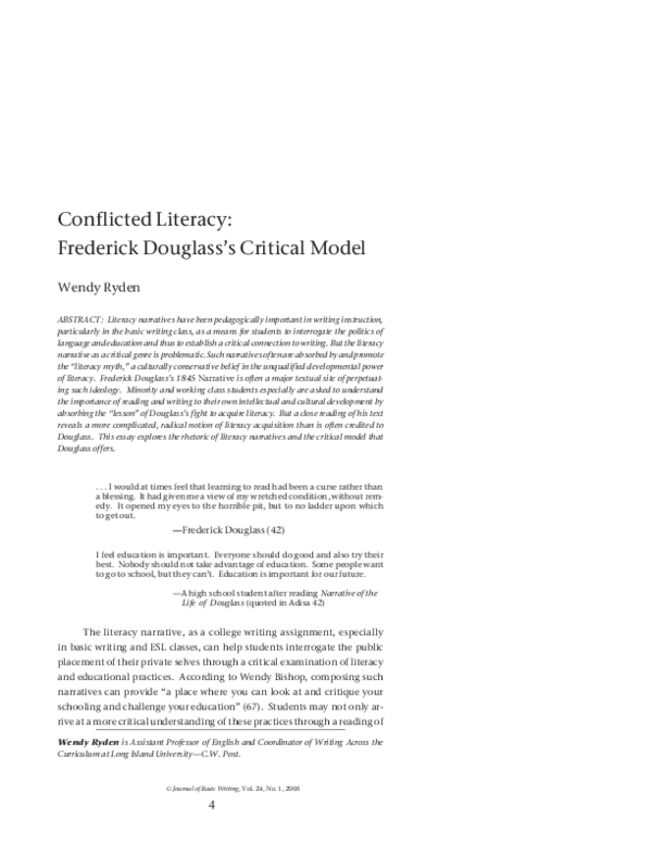 (PDF) Conflicted Literacy: Frederick Douglass's Critical Model