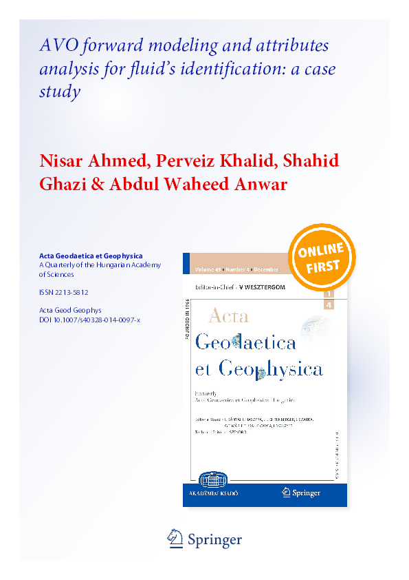 (PDF) AVO forward modeling and attributes analysis for fluid’s ...