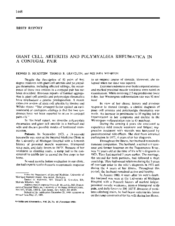 (PDF) Giant cell arteritis and polymyalgia rheumatica: Role of cytokines in the pathogenesis and ...