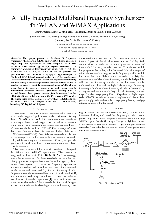 (PDF) A fully integrated multiband frequency synthesizer for WLAN and ...
