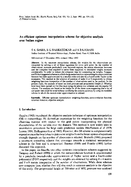(PDF) An efficient optimum interpolation scheme for objective analysis over Indian region