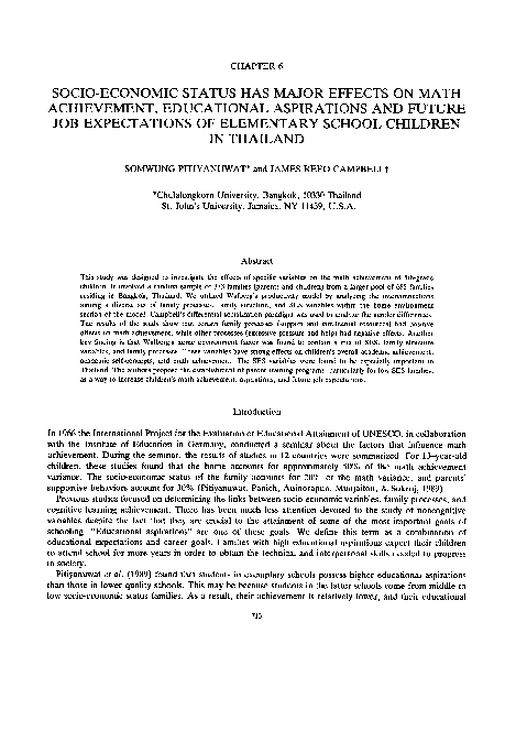 (PDF) Socio-economic status has major effects on math achievement ...