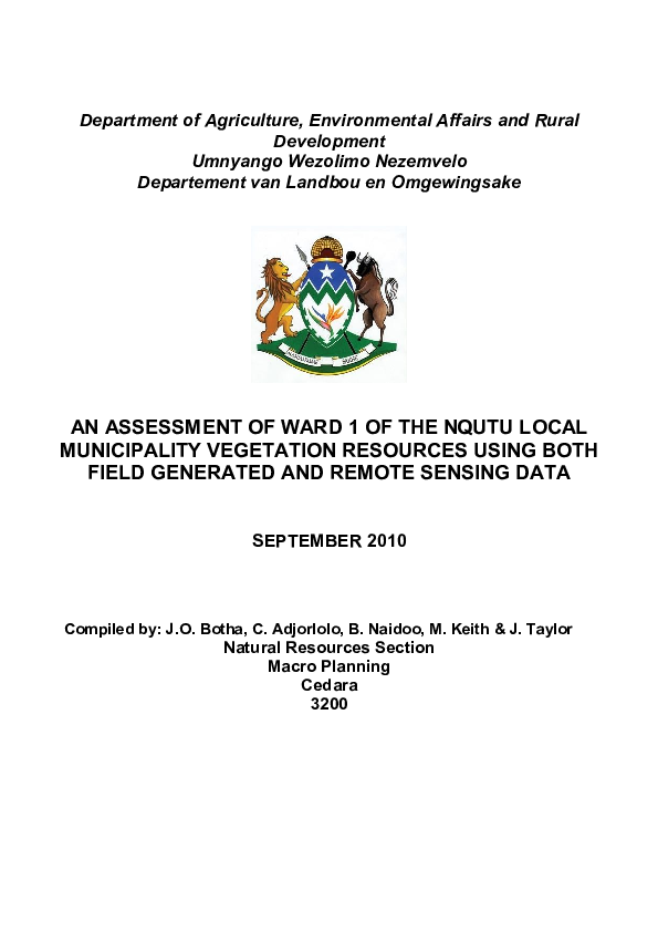 (PDF) An Assessment of Ward 1 of the Nqutu Local Municipality ...