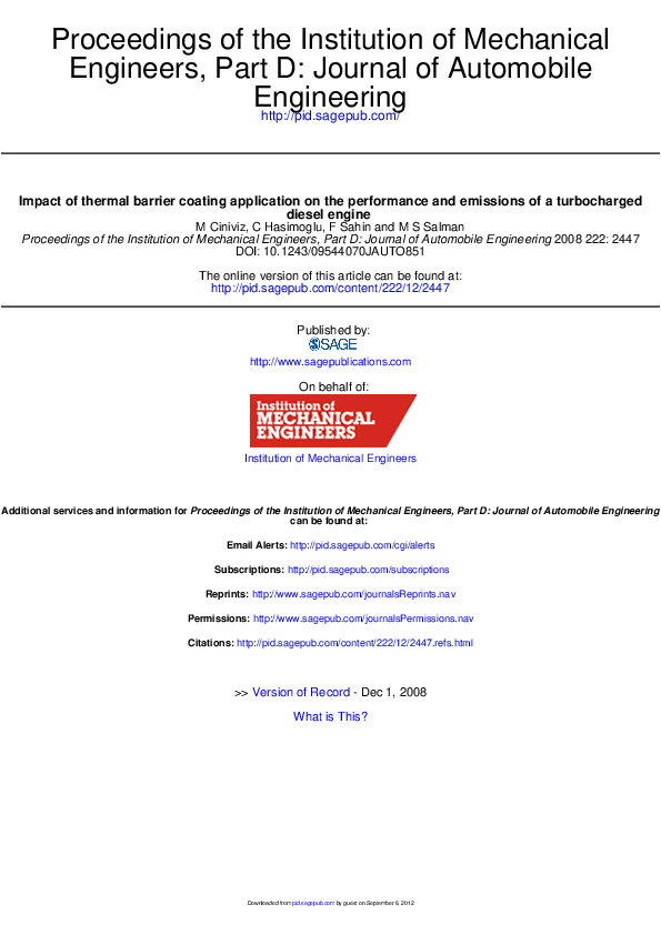 (PDF) Impact of thermal barrier coating application on the performance and emissions of a ...