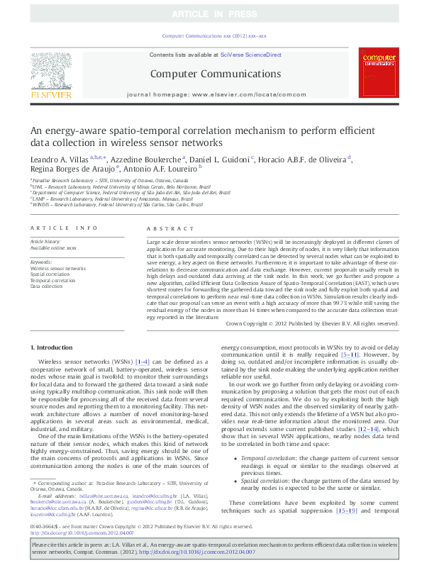 (PDF) An energy-aware spatio-temporal correlation mechanism to perform efficient data collection ...
