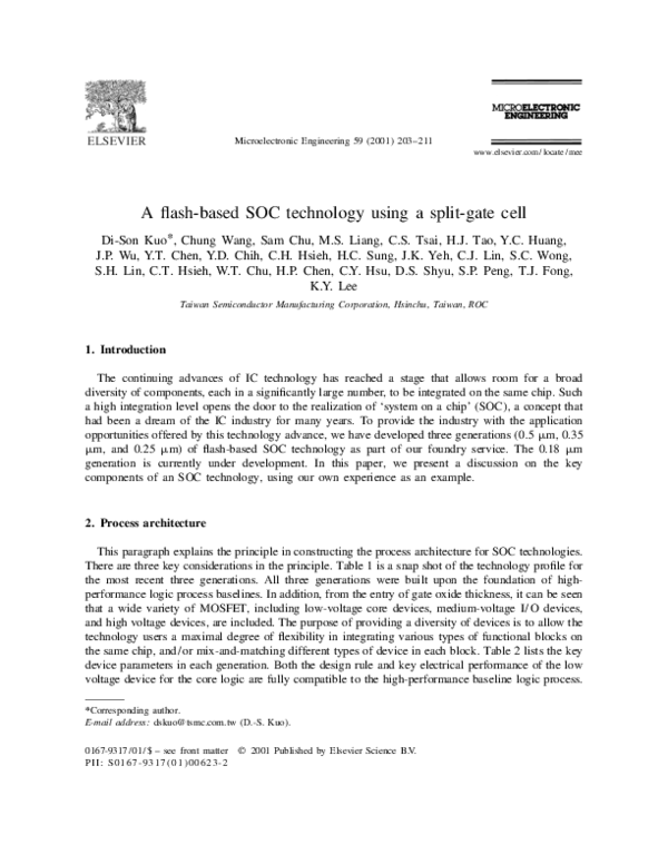 (PDF) A flash-based SOC technology using a split-gate cell