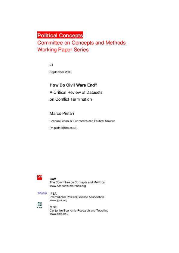 (PDF) How Do Civil Wars End? A Critical Review of Datasets on Conflict ...