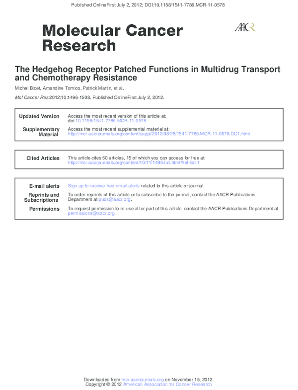 (PDF) The Hedgehog Receptor Patched Functions in Multidrug Transport ...