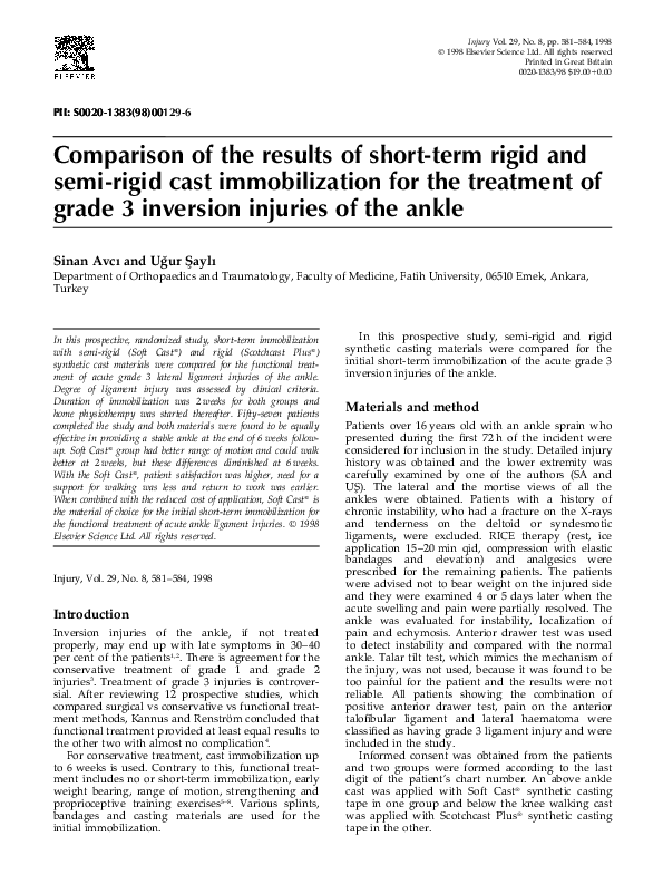 (PDF) Comparison of the results of short-term rigid and semi-rigid cast ...