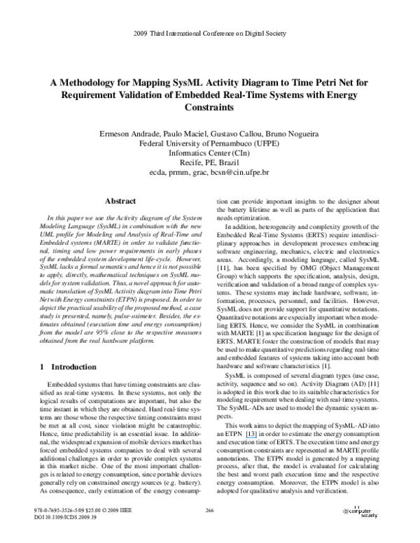(PDF) A methodology for mapping sysML activity diagram to time Petri net for requirement ...