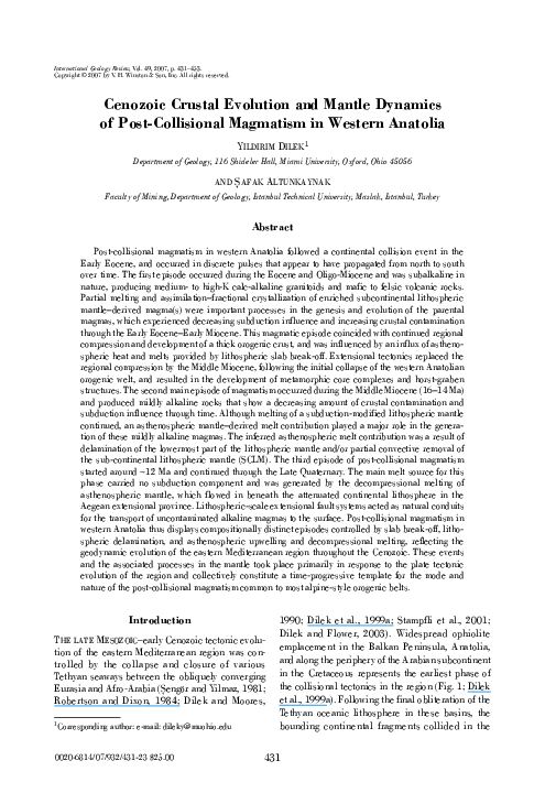 (PDF) Cenozoic Crustal Evolution and Mantle Dynamics of Post ...