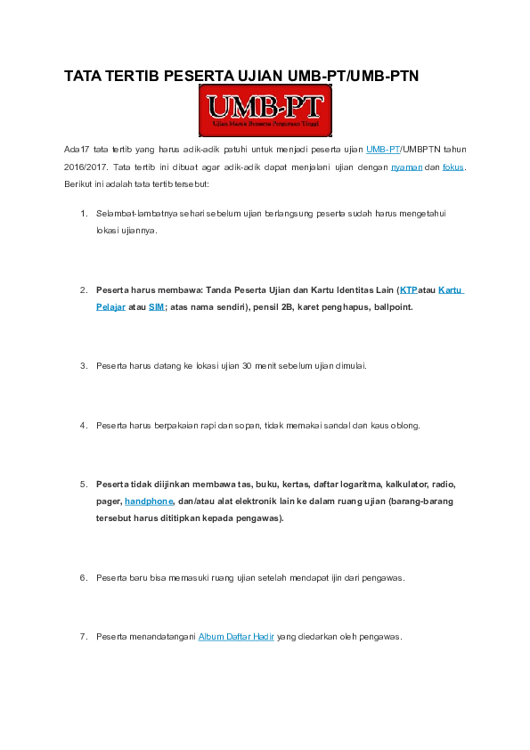(DOC) TATA TERTIB PESERTA UJIAN UMB-PT/UMB-PTN