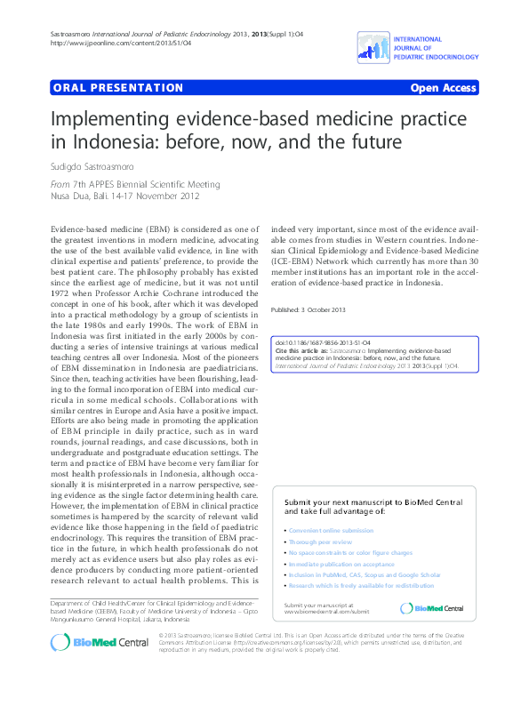 (PDF) Implementing evidence-based medicine practice in Indonesia: before, now, and the future