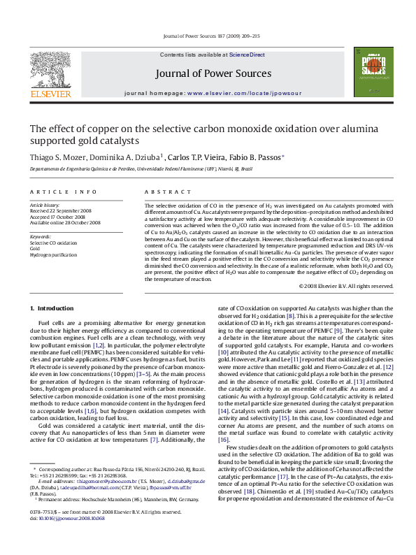 (PDF) The effect of copper on the selective carbon monoxide oxidation ...