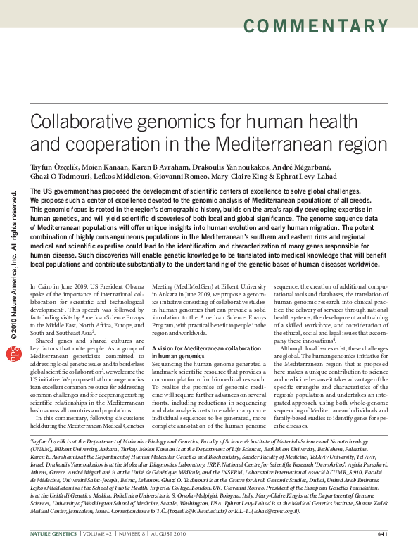 (PDF) Collaborative genomics for human health and cooperation in the ...
