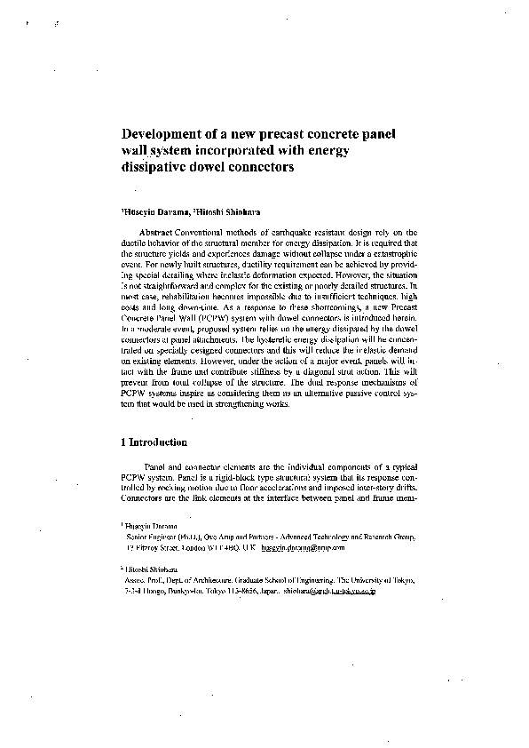 (PDF) Development of a New Precast Concrete Panel Wall System ...