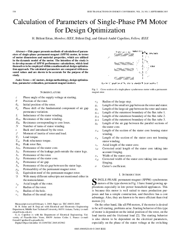 (PDF) Calculation of Parameters of Single-Phase PM Motor for Design ...