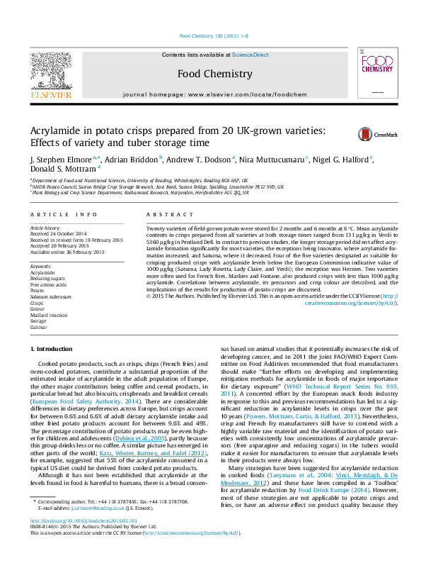 (PDF) Acrylamide in potato crisps prepared from 20 UK-grown varieties ...