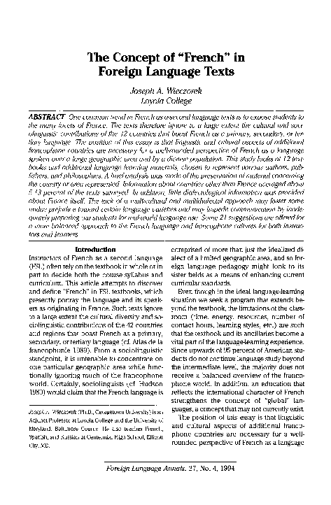(PDF) The Concept of “French” in Foreign Language Texts