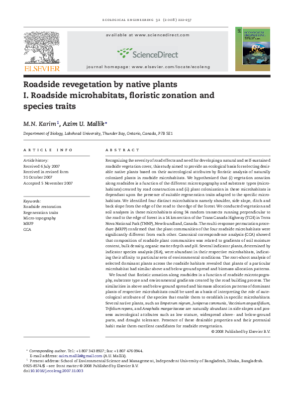 (PDF) Roadside revegetation by native plants