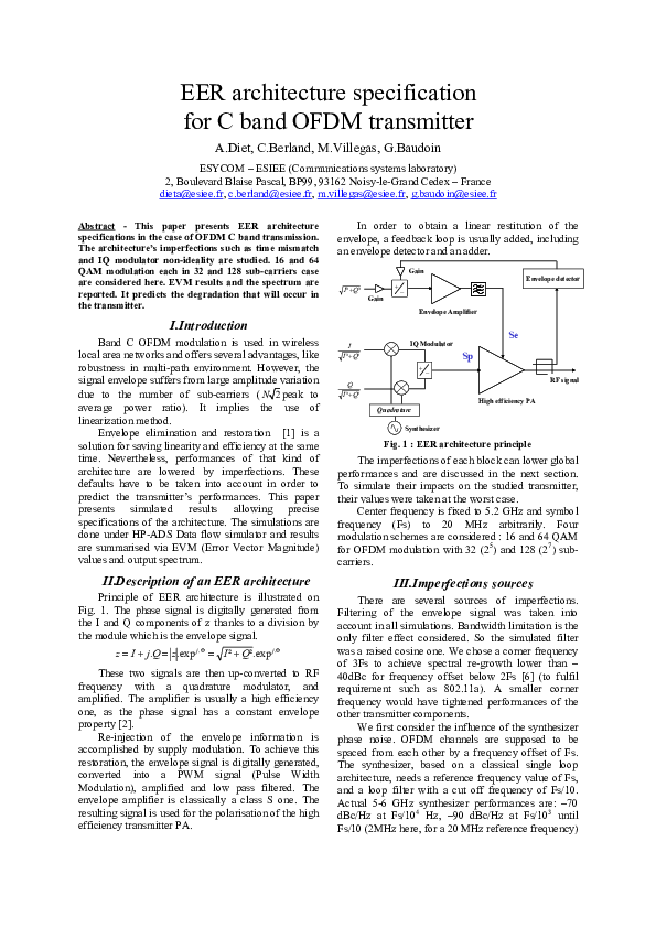 Pdf Eer Architecture Specifications For Ofdm Transmitter Using A Class E Amplifier
