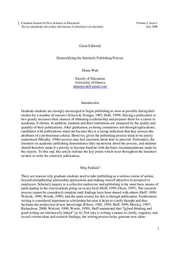 (PDF) Demystifying the Scholarly Publishing Process