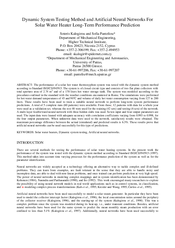 Pdf Dynamic System Testing Method And Artificial Neural Networks For