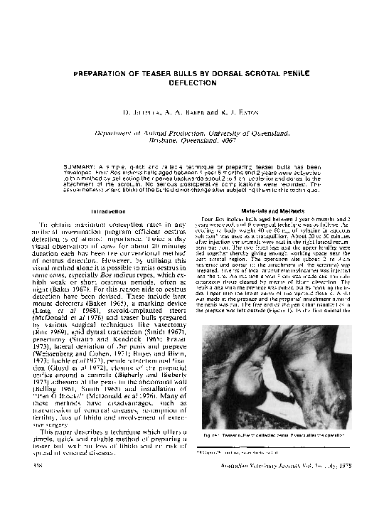 (PDF) Preparation of Teaser Bulls by Dorsal Scrotal Penile Deflection