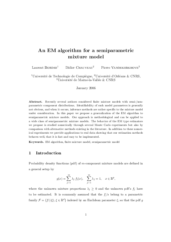 (PDF) An EM algorithm for a semiparametric mixture model