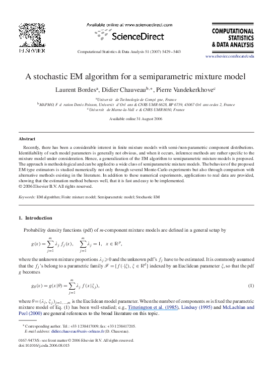 Pdf A Stochastic Em Algorithm For A Semiparametric Mixture Model