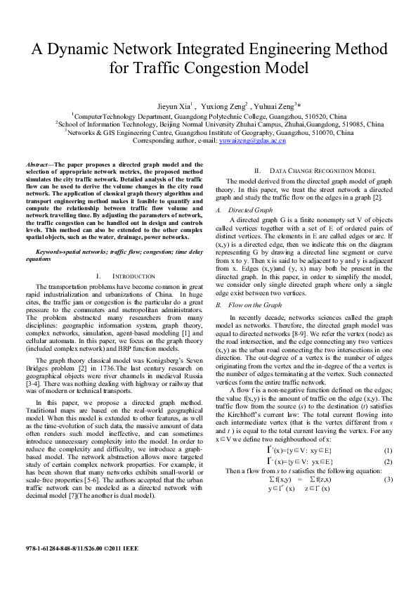 (PDF) A dynamic network integrated engineering method for traffic ...