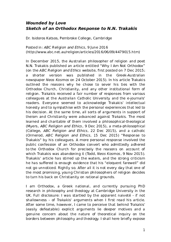 (DOC) An Orthodox Response to Trakakis