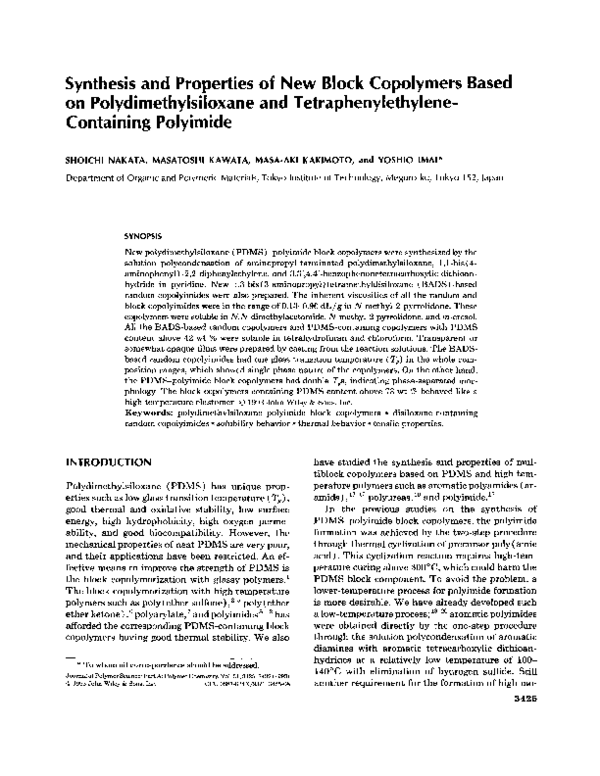 (PDF) Synthesis and properties of new block copolymers based on ...