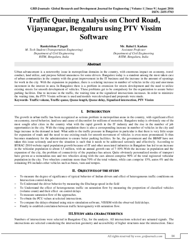 (PDF) Traffic Queuing Analysis on Chord Road, Vijayanagar, Bengaluru ...