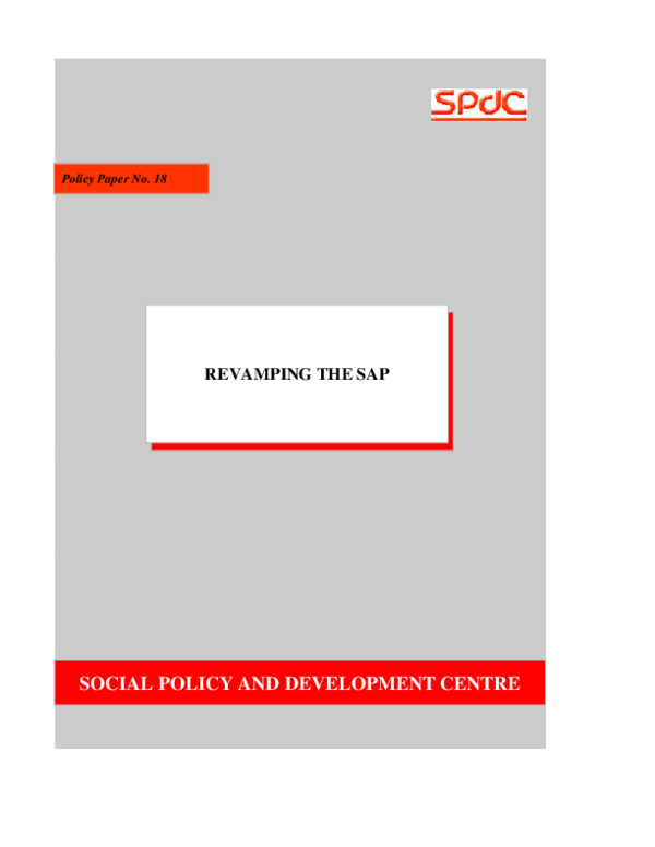 (PDF) REVAMPING THE SAP REVAMPING THE SAP SOCIAL POLICY AND DEVELOPMENT ...