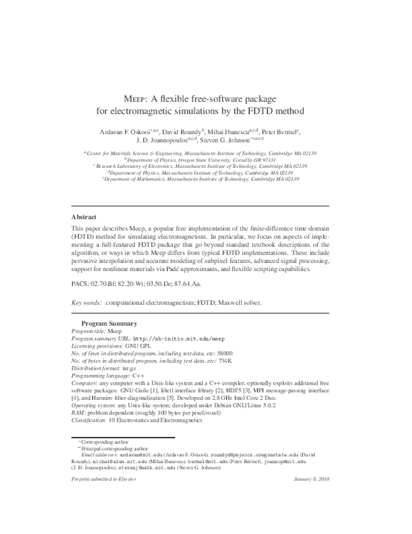 (PDF) Meep: A flexible free-software package for electromagnetic ...