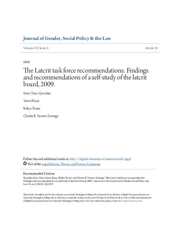 (PDF) The Latcrit task force recommendations: Findings and ...