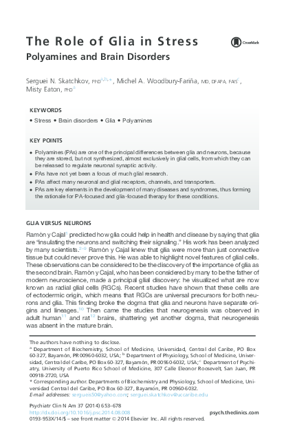 (PDF) The role of glia in stress: polyamines and brain disorders