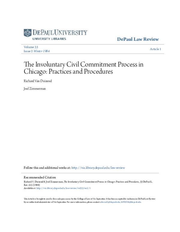 The Involuntary Civil Commitment Process in Chicago: Practices and ...