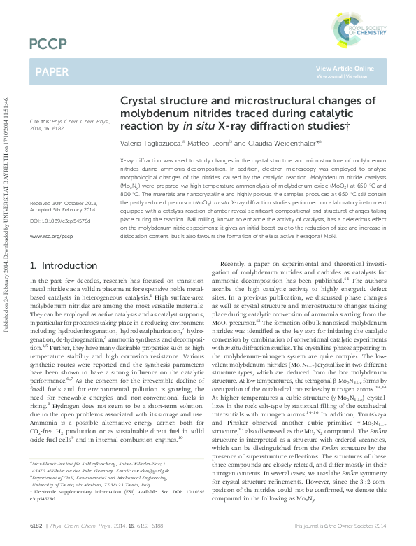 (PDF) Crystal structure and microstructural changes of molybdenum nitrides traced during ...