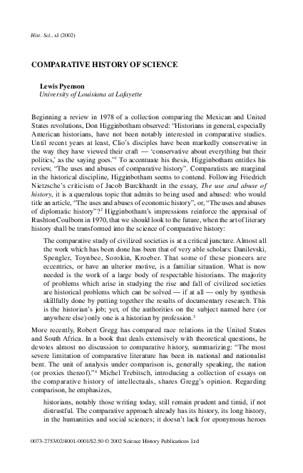 (PDF) Comparative History of Science