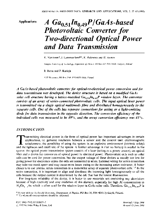 (PDF) A Ga0.51In0.49P/GaAs-based photovoltaic converter for two-directional optical power and ...