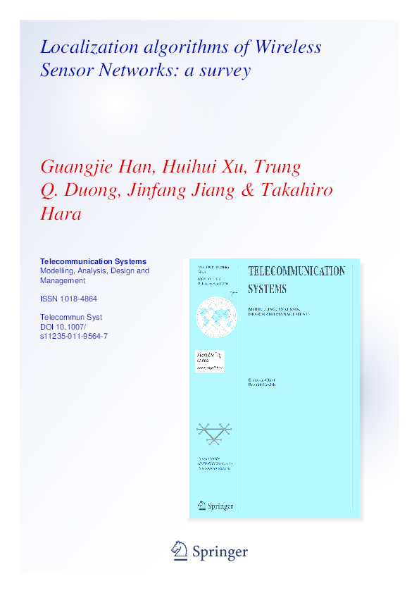 Pdf Localization Algorithms Of Wireless Sensor Networks A Survey 2533
