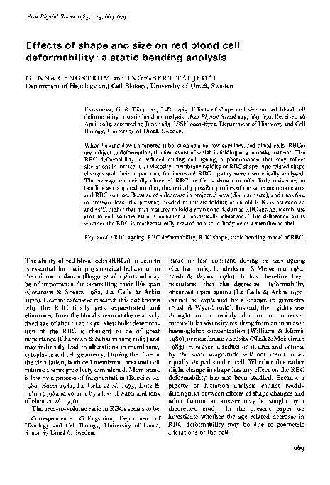 (PDF) Effects of shape and size on red blood cell deformability: a ...