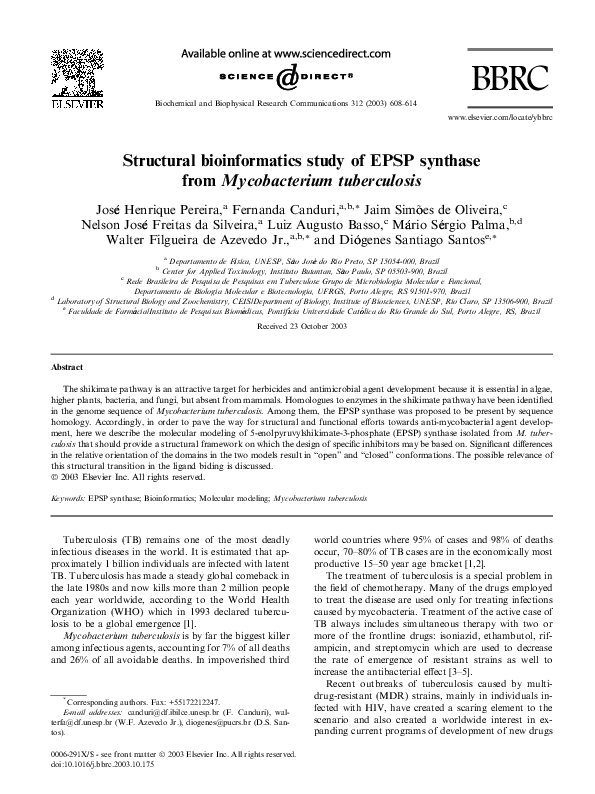 (PDF) Structural bioinformatics study of EPSP synthase from ...