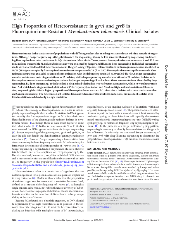 (PDF) High proportion of heteroresistance in gyrA and gyrB in ...