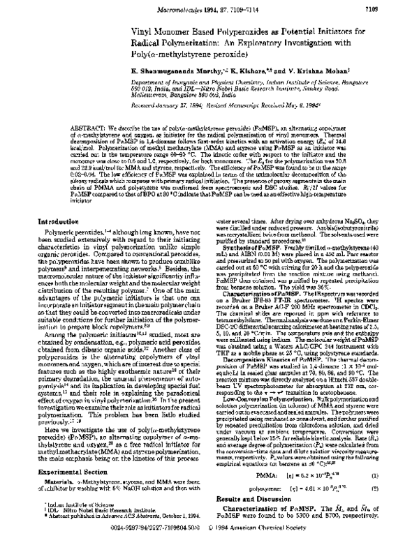 (PDF) Vinyl Monomer Based Polyperoxides as Potential Initiators for ...